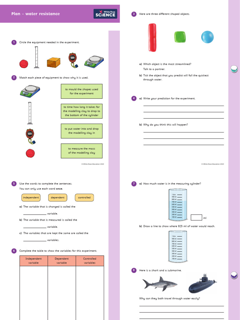 Y5 Autumn Block 1 WS6 Plan – Water Resistance | PDF | Litre