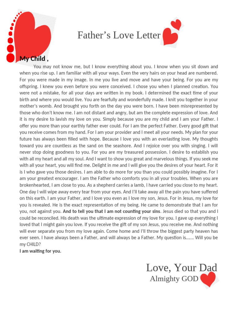 Father's Love Letter from God | PDF | Jesus | Religious Belief And Doctrine