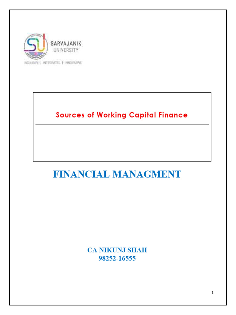 Sources of Working Capital Finance 2025-26 | PDF | Accrual | Credit