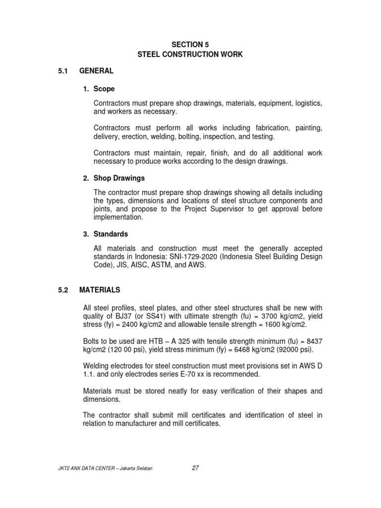 0. 4. JKT2 ANX-Specification Structural Works-R1 (23.02.204) | PDF ...