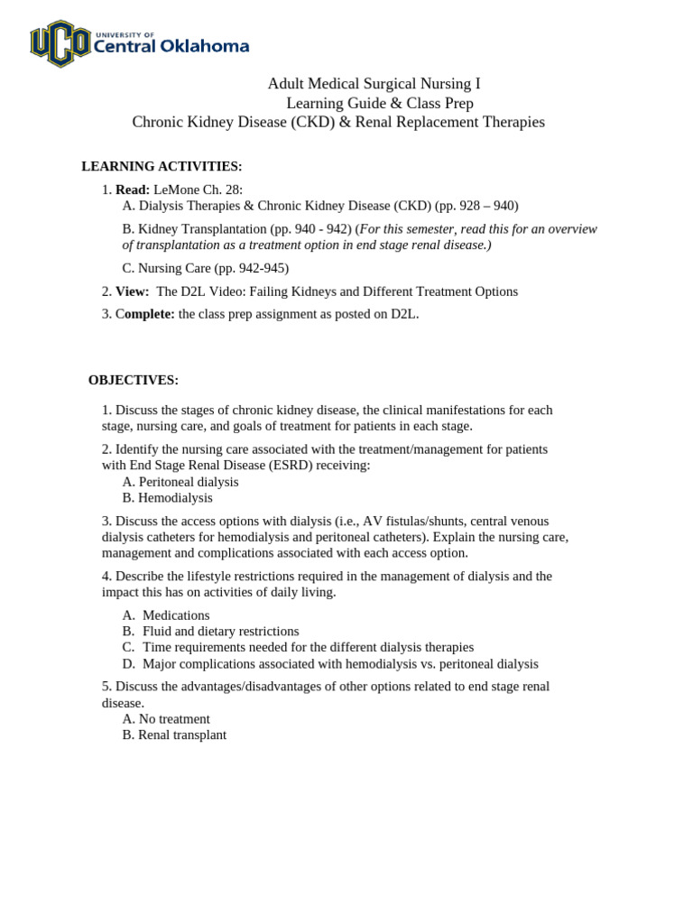 CKD & ESRD: Nursing Care Guide | PDF | Chronic Kidney Disease ...