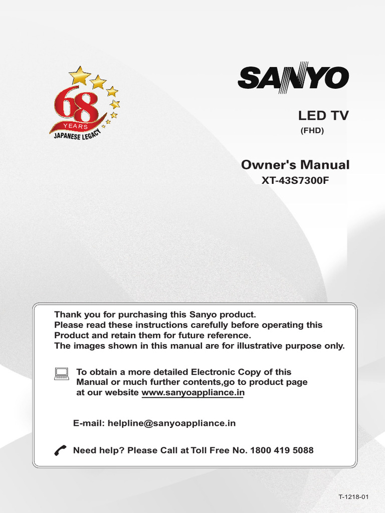 Sanyo XT-43S7300F LED TV Manual | PDF | Electronic Waste | Menu (Computing)