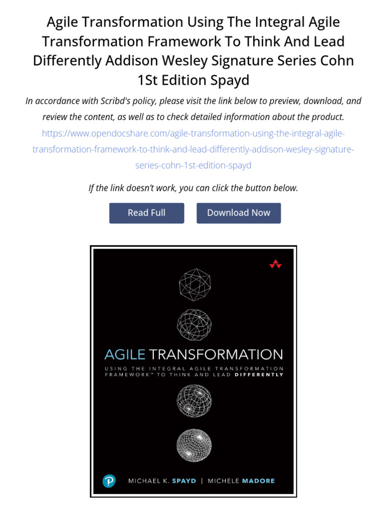 Agile Transformation Using the Integral Agile Transformation Framework ...