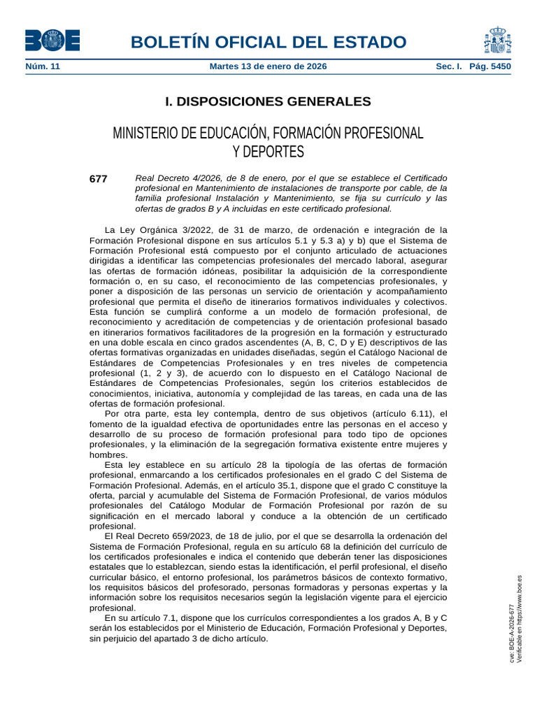 BOE-A-2026-677 | PDF | Educación vocacional | Accesibilidad