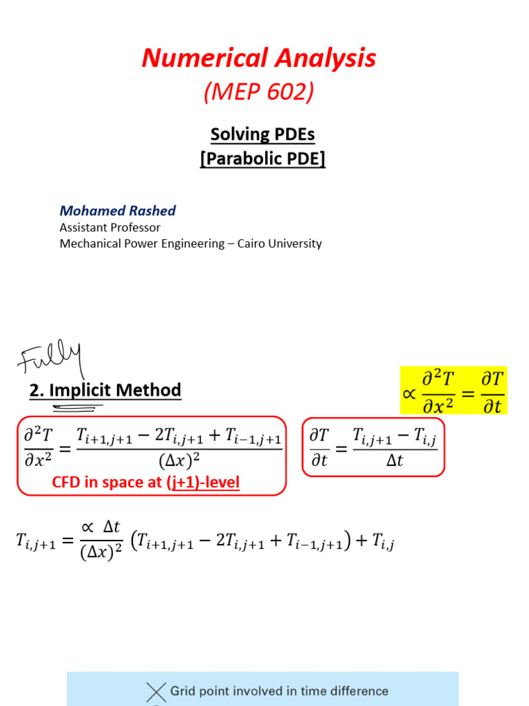 Parabolic PDE Methods in Numerical Analysis | PDF | Partial ...