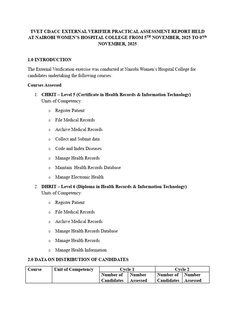 TVET CDACC Assessment Report 2025 | PDF | Medical Record