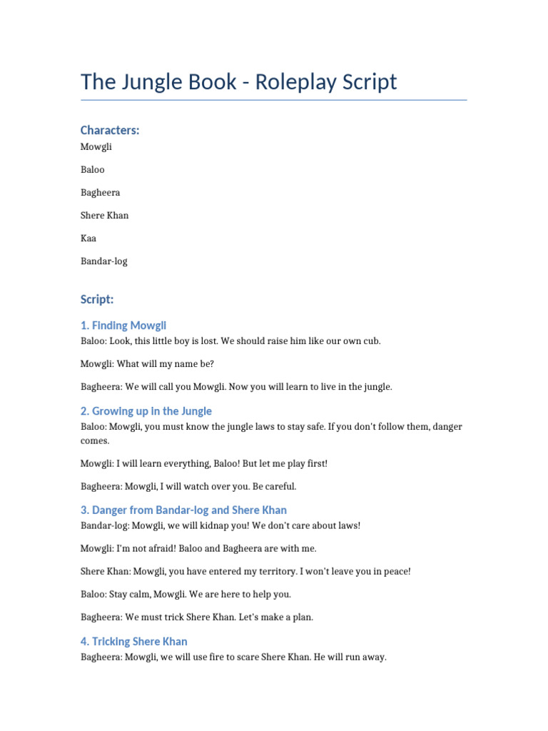 Mowgli Jungle Roleplay | PDF