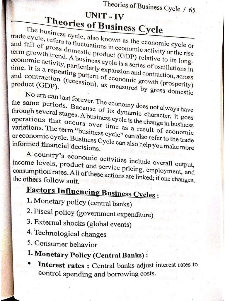 Business Cycle Theory Unit 4 | PDF