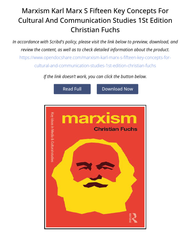 Marxism Karl Marx s Fifteen Key Concepts for Cultural and Communication ...