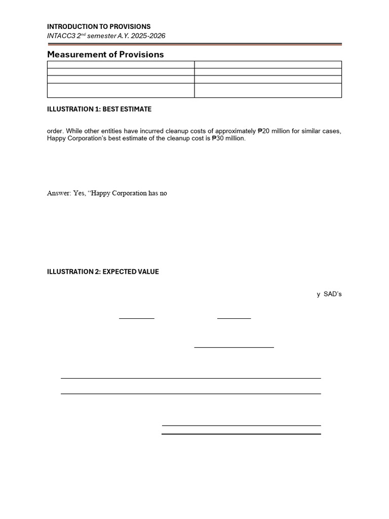 Illustrations - Measurement of Provisions | PDF | Damages | Product ...