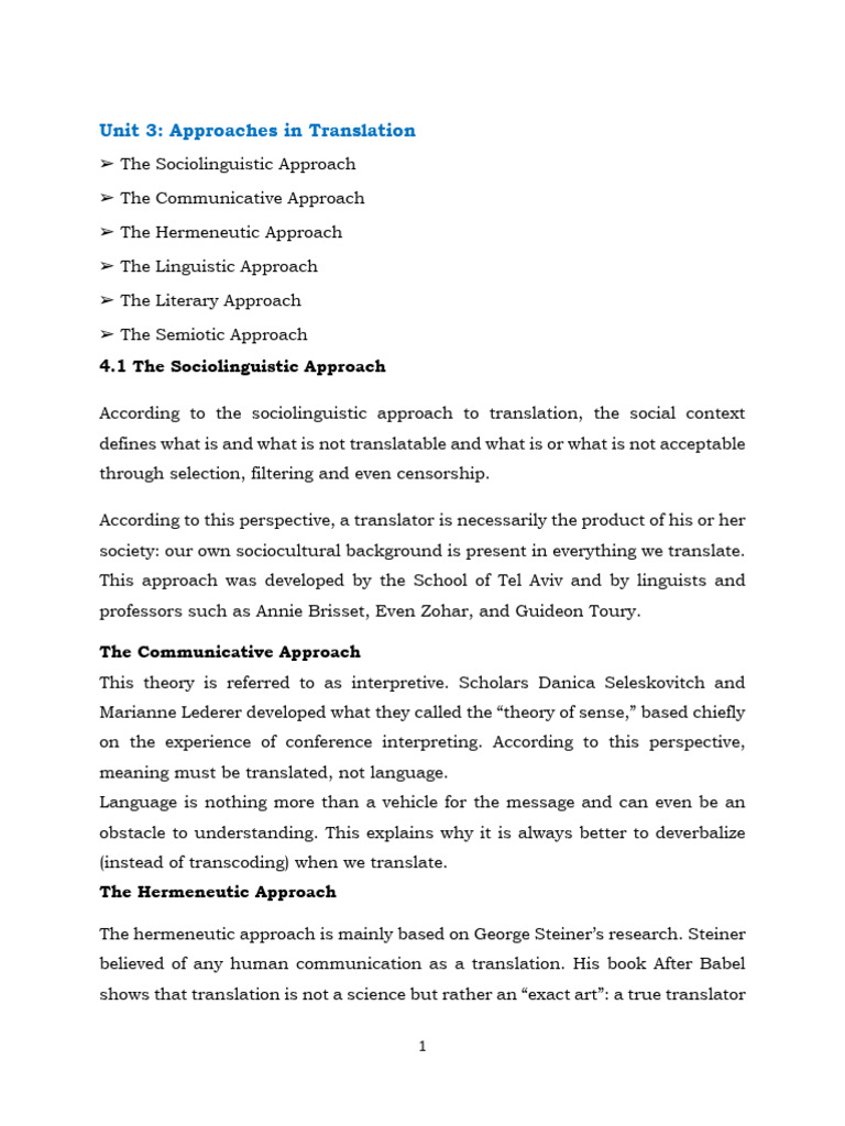 Translation Approaches Explained | PDF | Translations | Linguistics