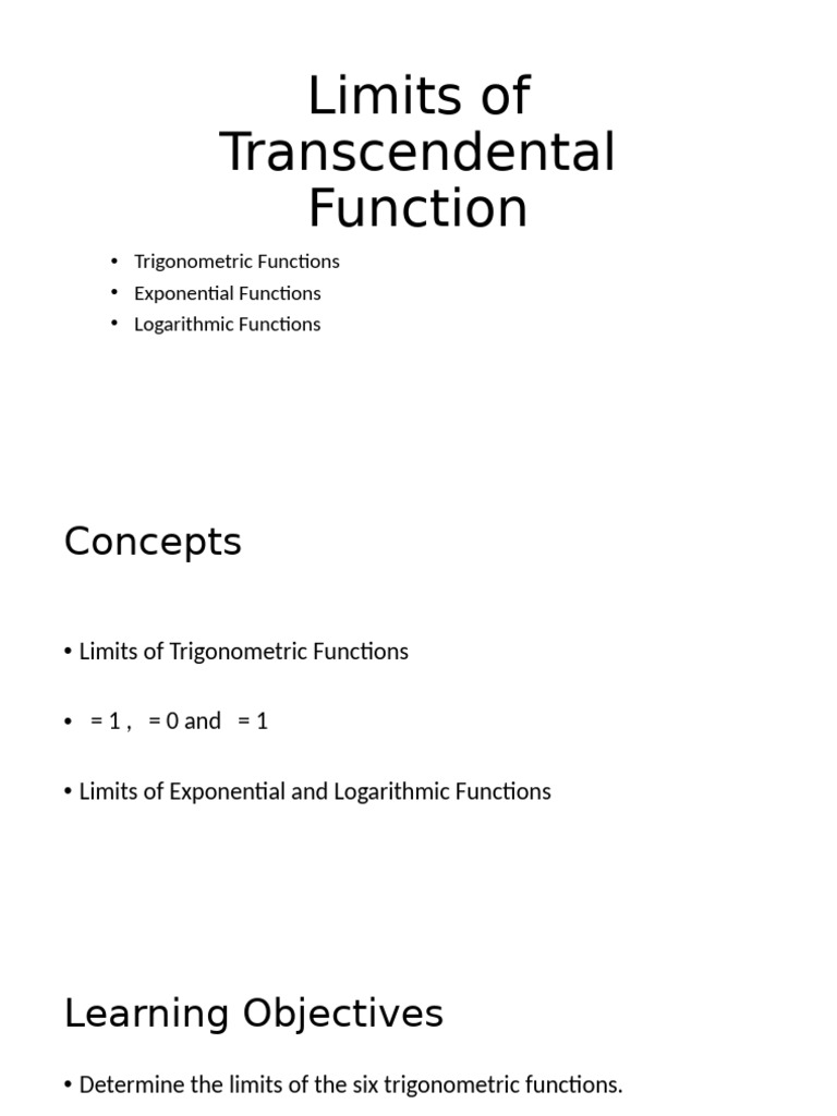 Limits of Transcendental Function | PDF | Trigonometric Functions ...