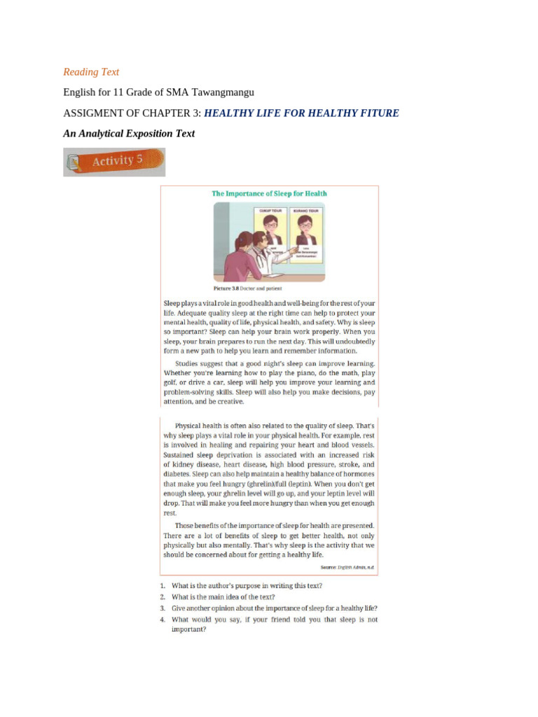 Tugas Reading Dan Writing Exposition Kls 11 | PDF
