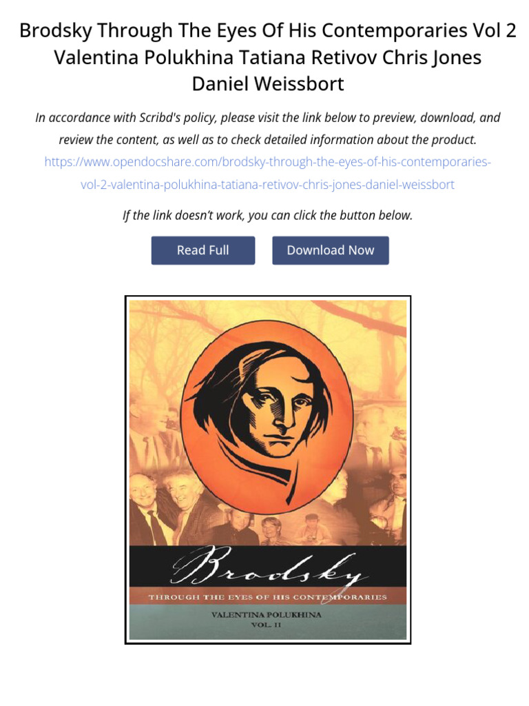 Brodsky Through The Eyes Of His Contemporaries Vol 2 Valentina ...