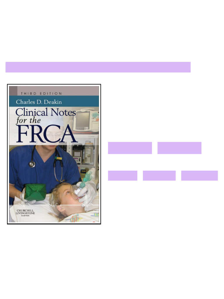 Clinical notes for the FRCA 3rd Edition Ready to Read | PDF