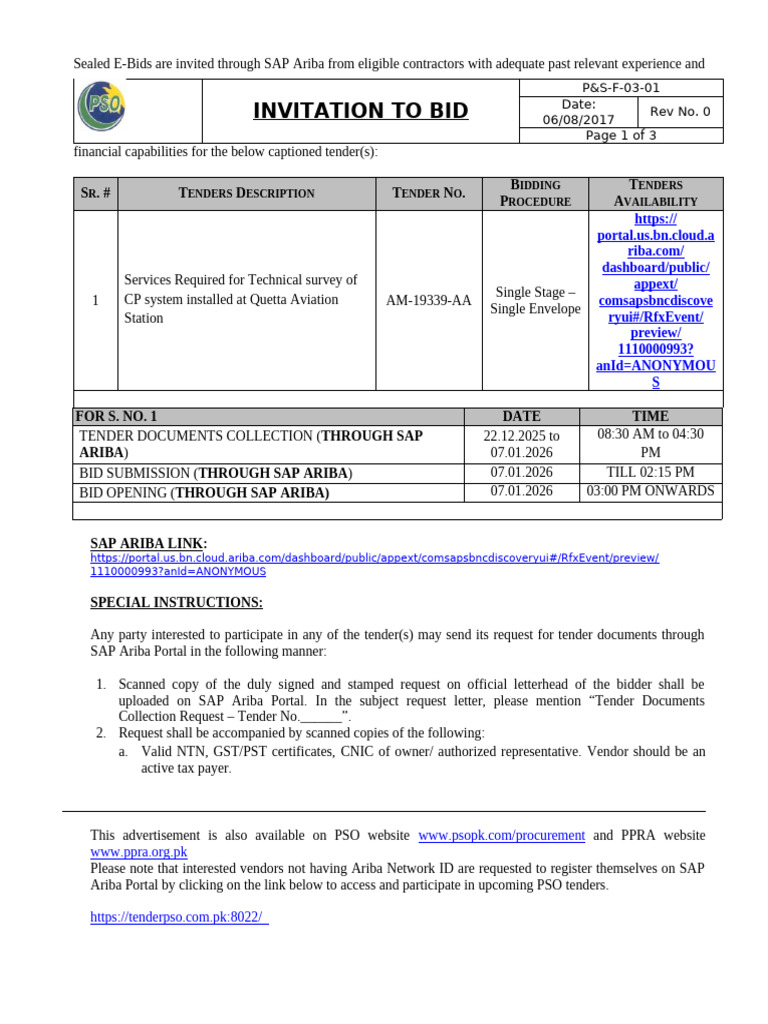 E-Bid Invitation for Technical Survey Services | PDF