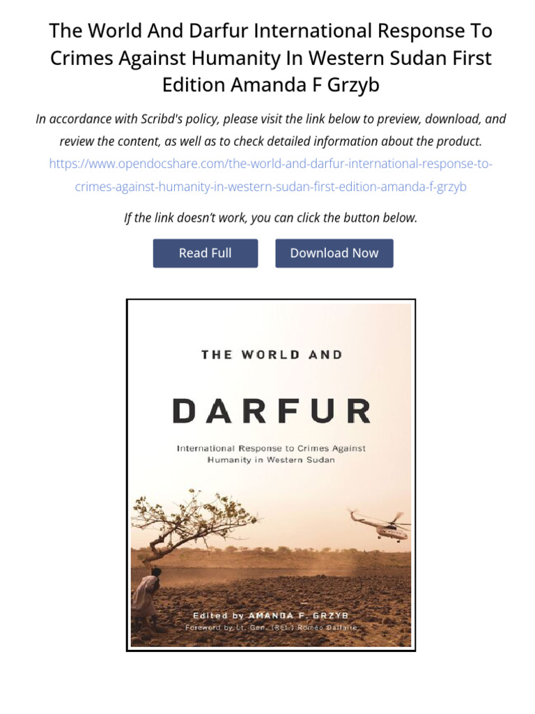 The World And Darfur International Response To Crimes Against Humanity ...