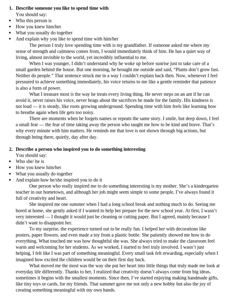 Describe Someone You Like to Spend Time With | PDF | Salary | Motivation