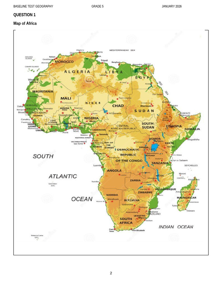 Grade 5 Geography Baseline Test 2026 | PDF | Earth Sciences | Physical ...
