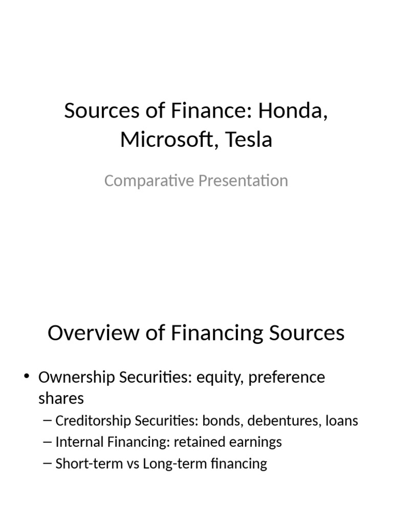 Comparative Capital Structures: Honda, Microsoft, Tesla | PDF