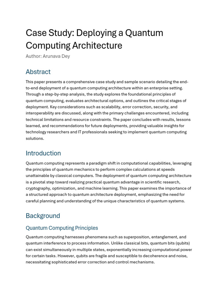 Quantum Computing Deployment Case Study | PDF | Quantum Computing ...