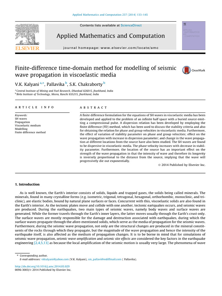 Finite-difference Time-domain Method for Modelling of Seismic Wave ...