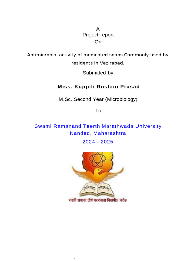 Msc 2nd Y Project ROSHINI | PDF | Antimicrobial | Hand Washing