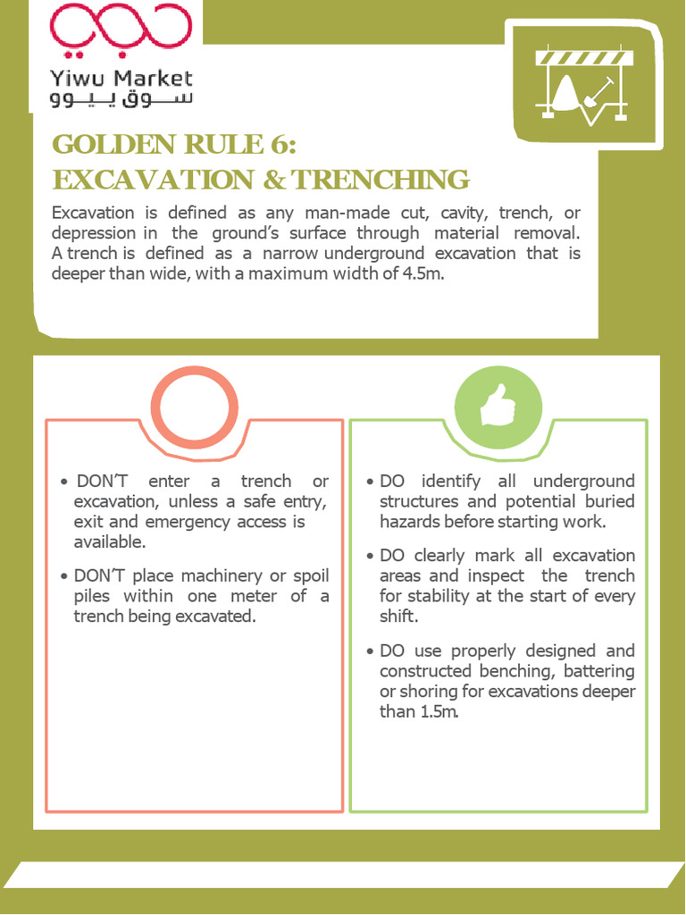 GOLDEN RULE 6 - Excavation and Trenching | PDF