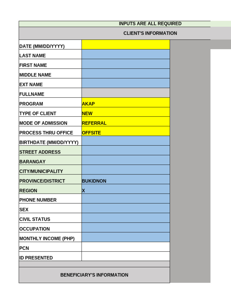 GENERAL INTAKE SHEET (1 COPY - A4 SIZE) | PDF | Disability | Employment