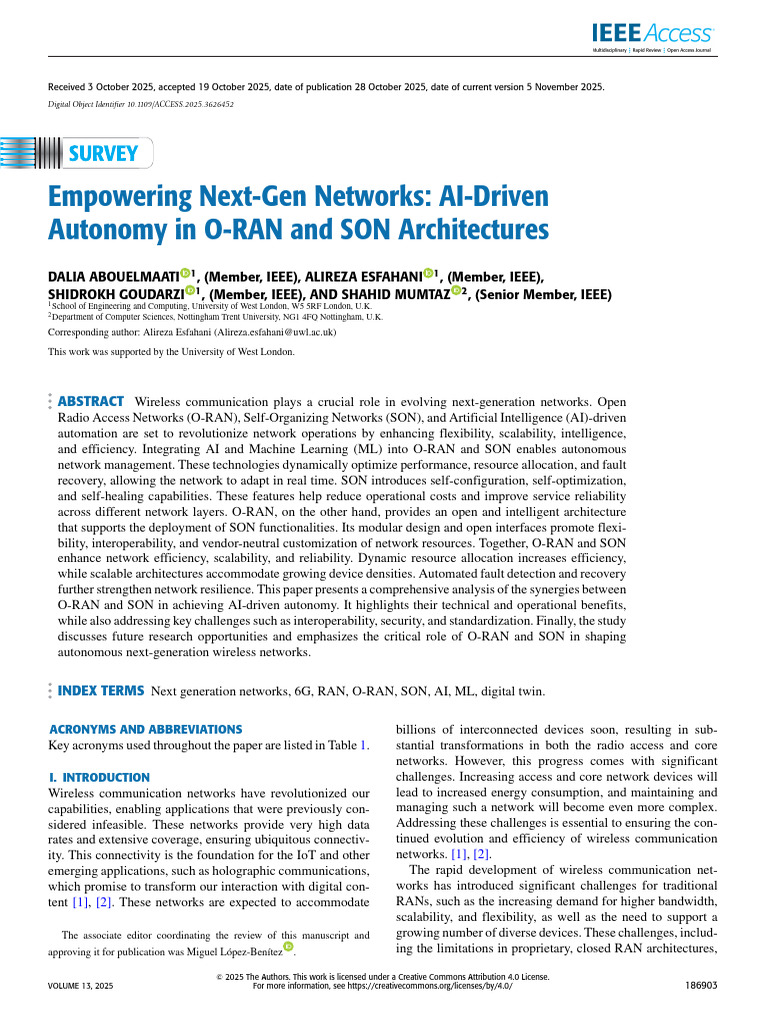 Empowering Next-Gen Networks AI-Driven Autonomy in O-RAN and SON ...