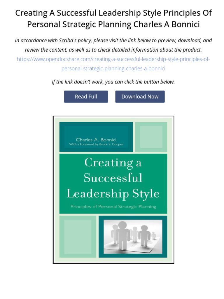 Creating A Successful Leadership Style Principles Of Personal Strategic ...