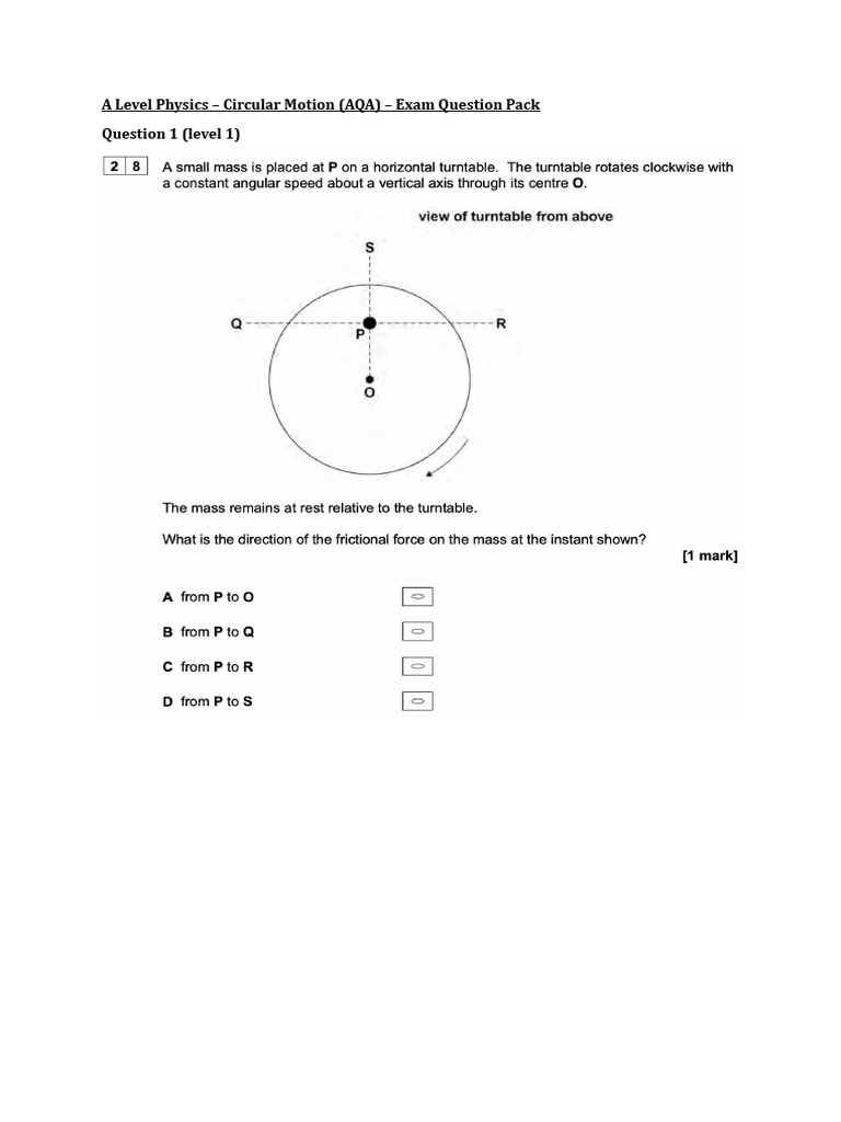 A Level Physics Circular Motion Questions | PDF