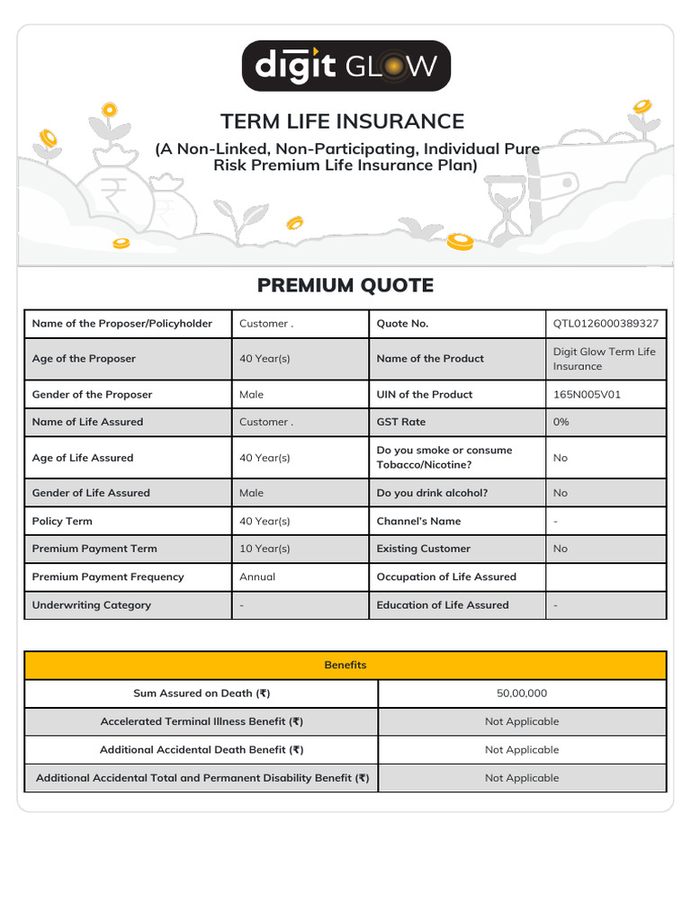 DL Quote L017220505 1768213650159 | PDF | Insurance | Life Insurance