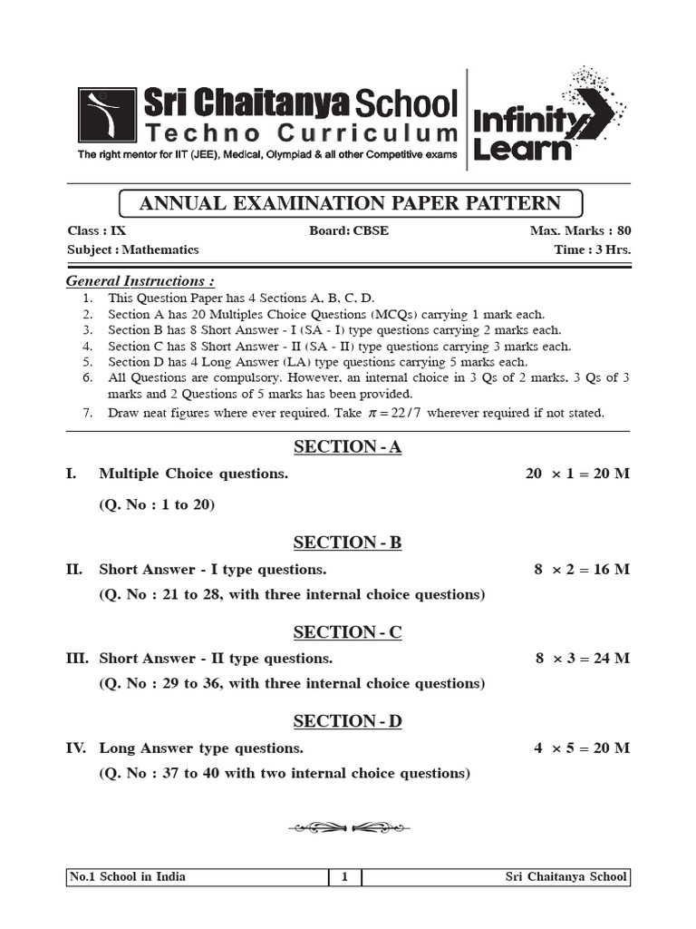 CBSE Class IX Math Exam Pattern Guide | PDF