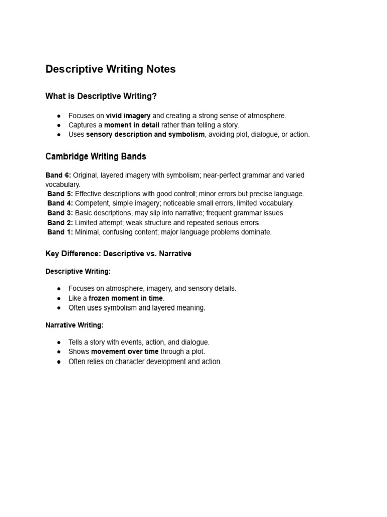 Mastering Descriptive Writing Techniques | PDF