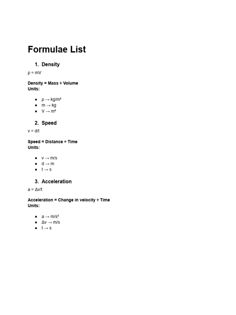 Essential Physics Formulae List | PDF