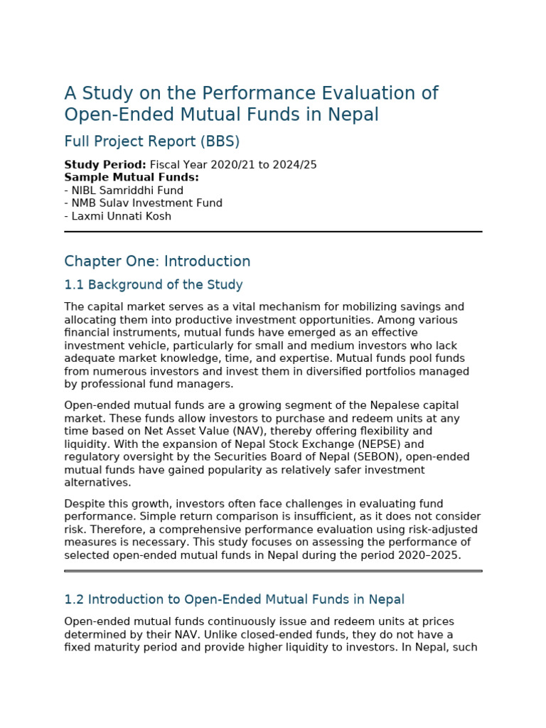 Performance of Open-Ended Mutual Funds in Nepal | PDF | Investment Fund ...