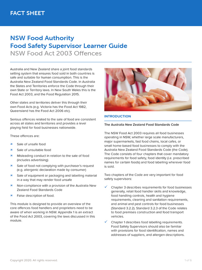 Mau Fact Sheet Food Act Offences 20191212 | PDF | Food Safety | Fine ...