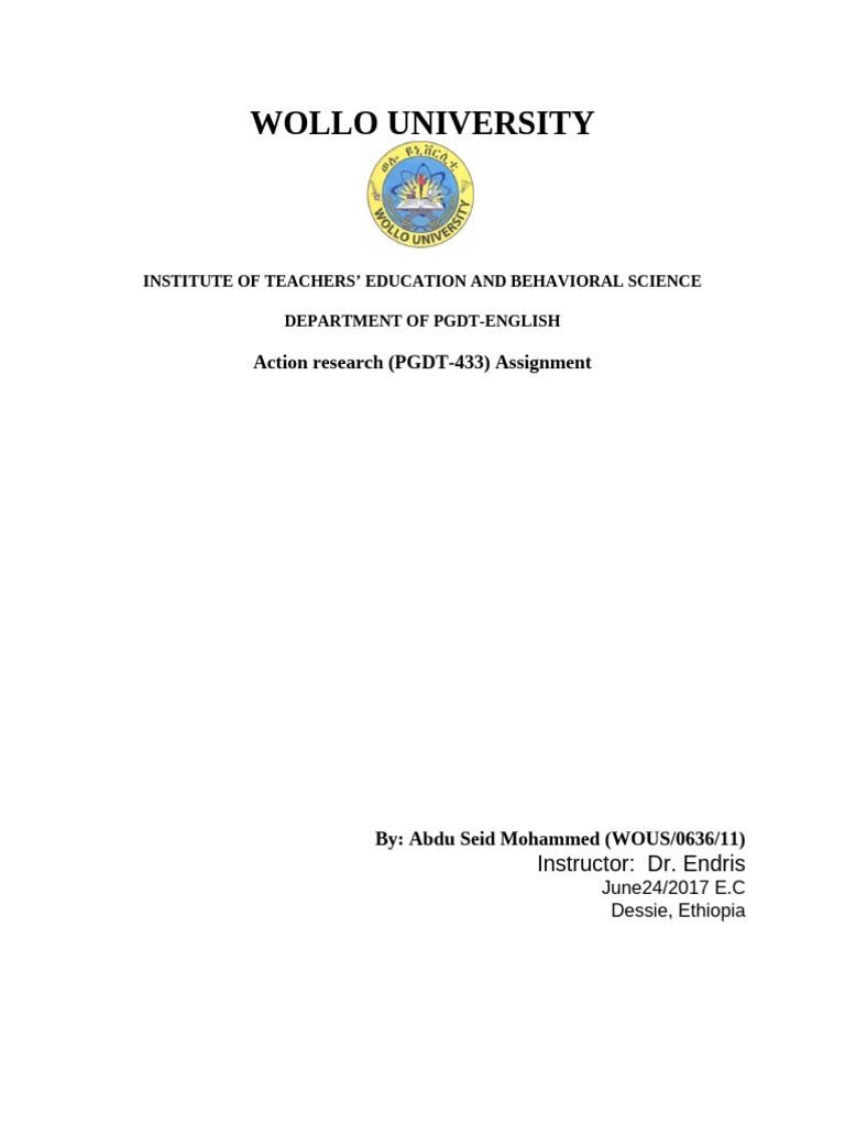 PGDT-433 Action Research Assignment | PDF