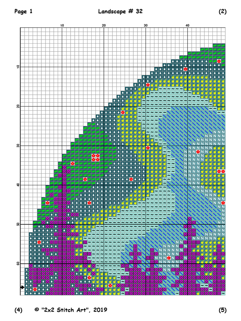 Landscape 32 Color Cross Stitch Pattern | PDF