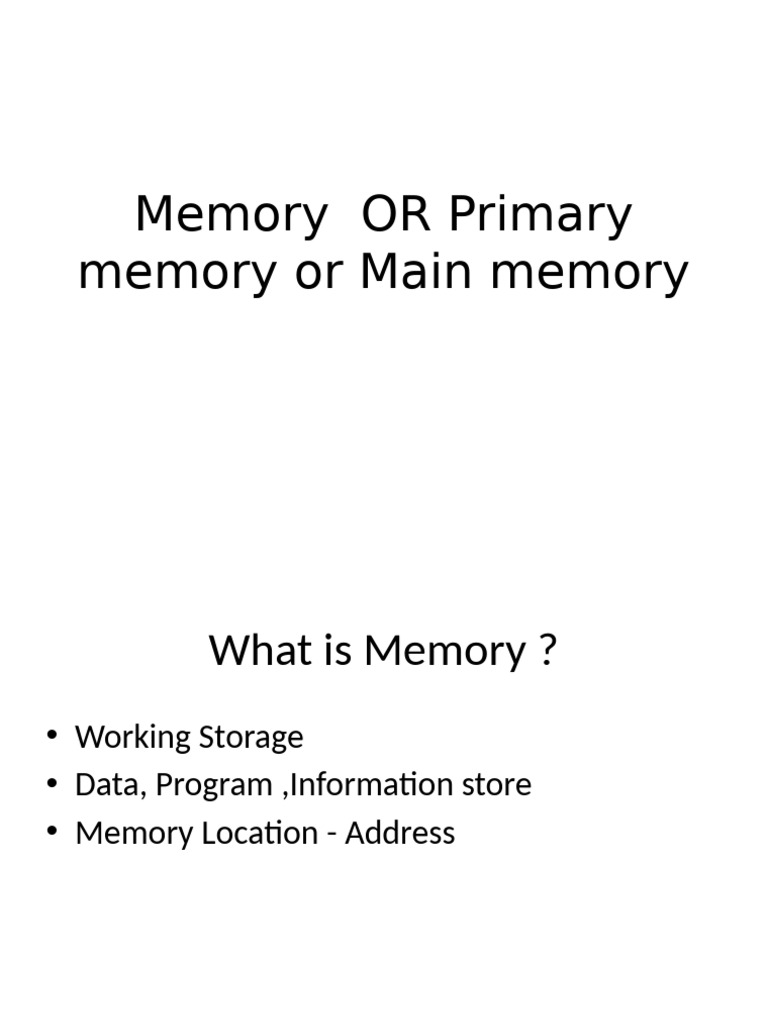 7. Primary Memory | PDF | Random Access Memory | Computer Data Storage