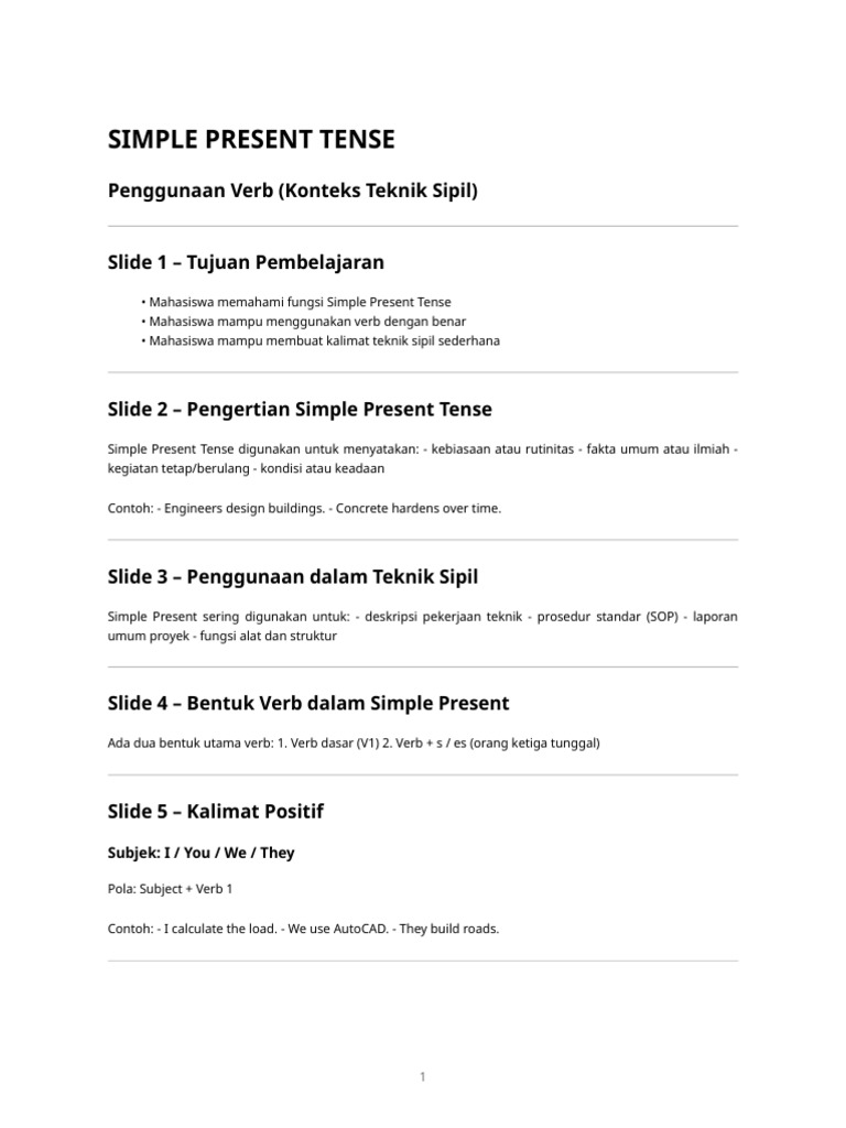 Simple Present Tense – Penggunaan Verb (1) | PDF | Language Mechanics | Linguistic Morphology