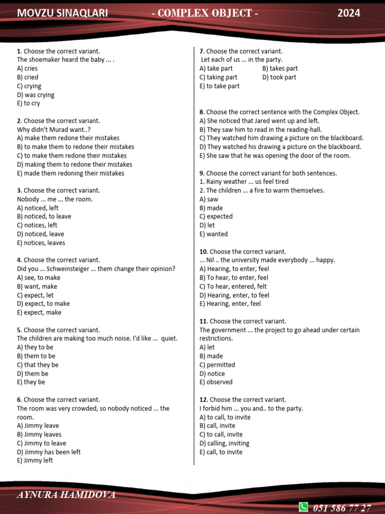Complex Object Test Questions 2024 | PDF | Chess | Chess Theory