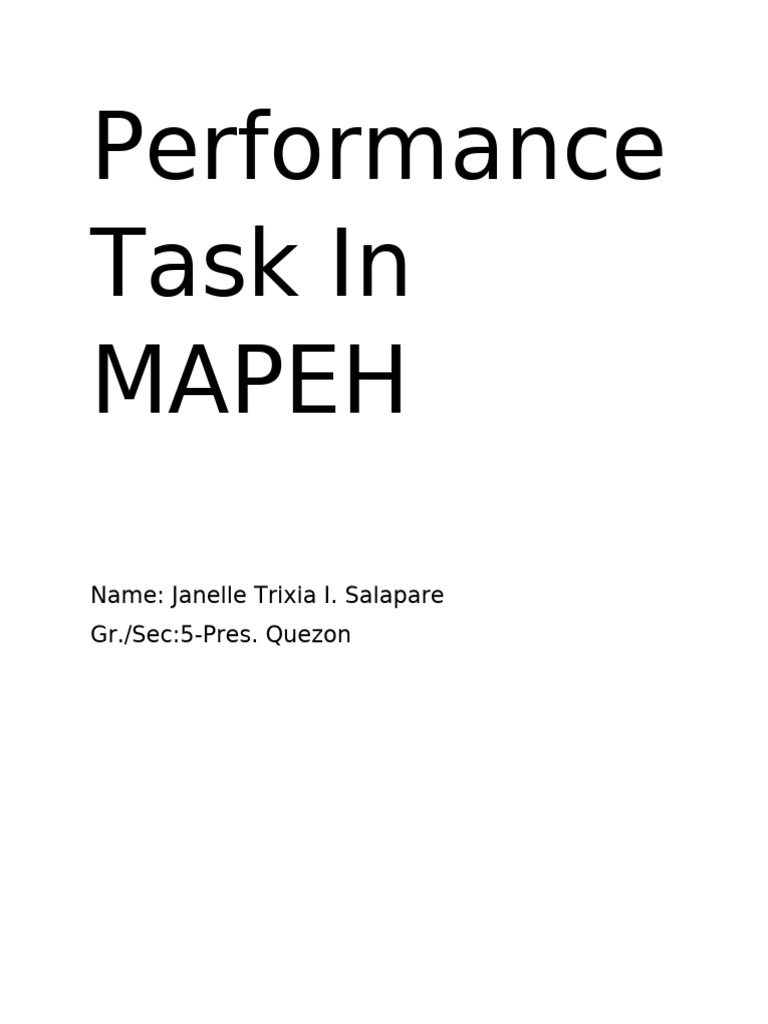 Performance Task in MAPEH | PDF