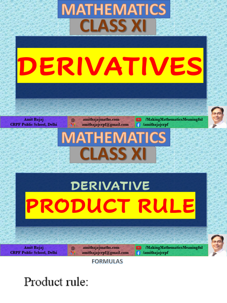 L-3 (Derivatives - Product & Quotient Rule) | PDF | Schools | Delhi