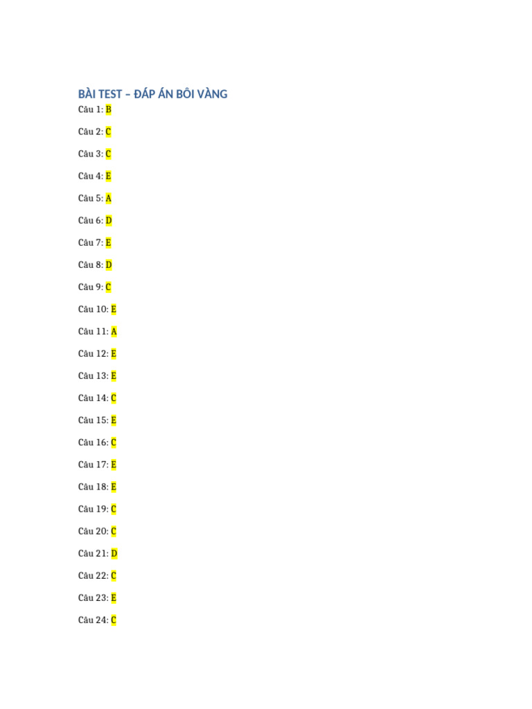 Test Than Tiet Nieu Highlight Dap An | PDF