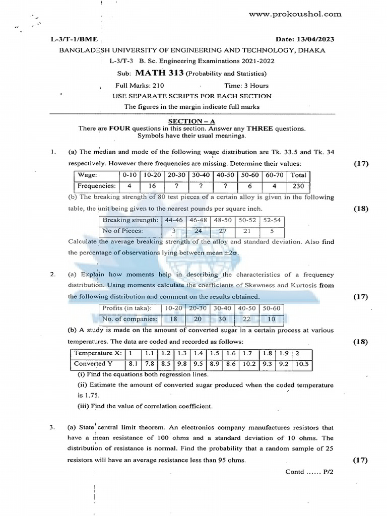 BME_31_BME_313_2021-22 | PDF | Probability Distribution | Standard ...