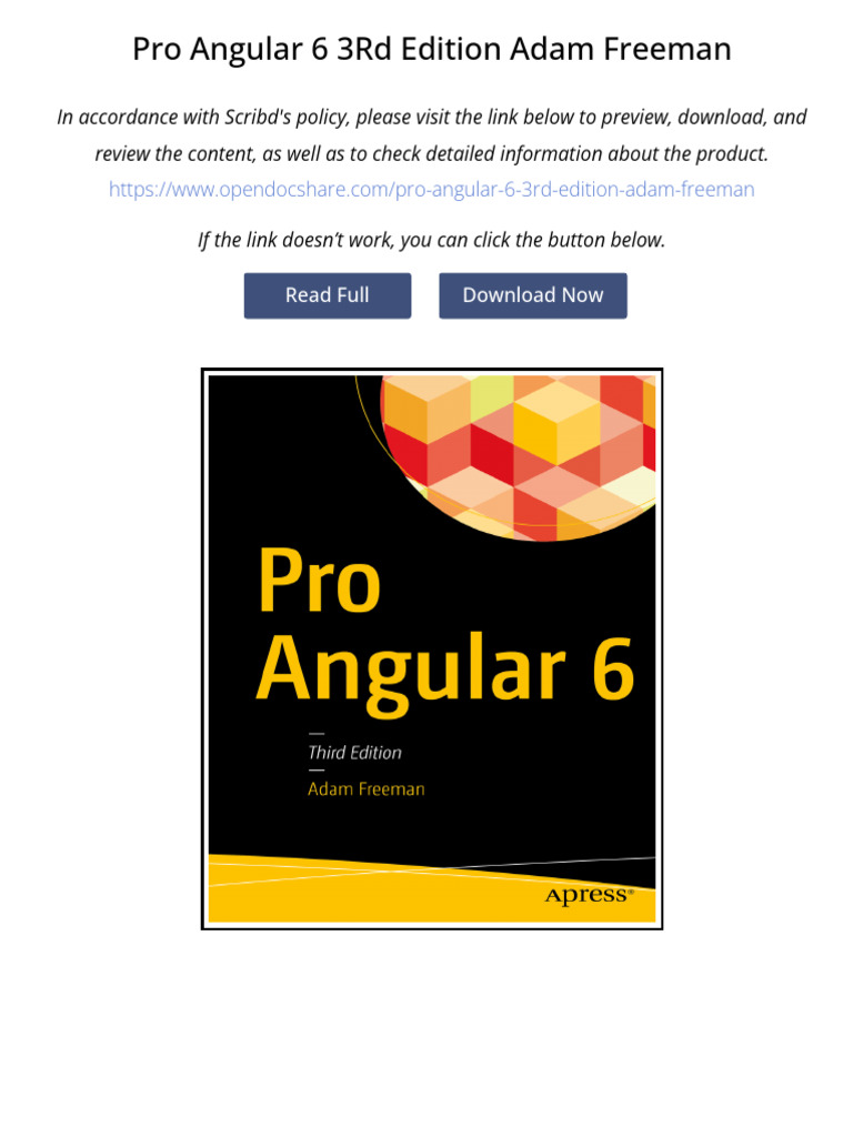 Pro Angular 6 3rd Edition Adam Freeman | PDF | Bootstrap (Front End ...