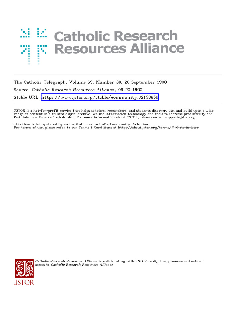 Catholic Telegraph Volume | PDF