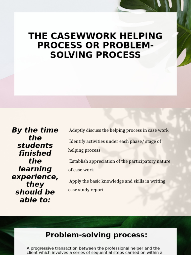 The Casework Helping Process or Problem Solving Process | PDF | Goal ...